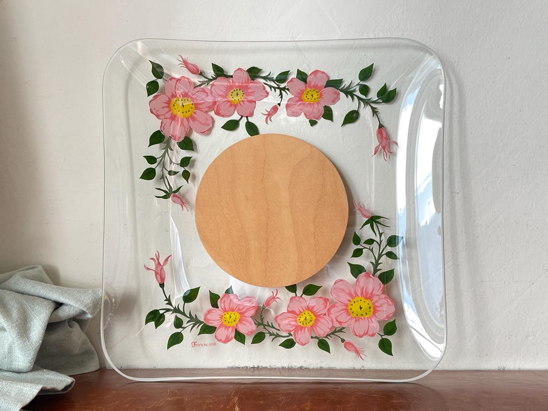 Vintage Desert Rose Glass Cheese Board Tray Rare Franciscan Desert Rose ...