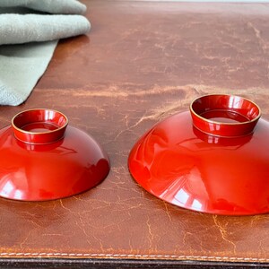 Japanese Antique Lacquer Sake Sakazuki Set of 2 Red Lacquer Sake Bowls ...