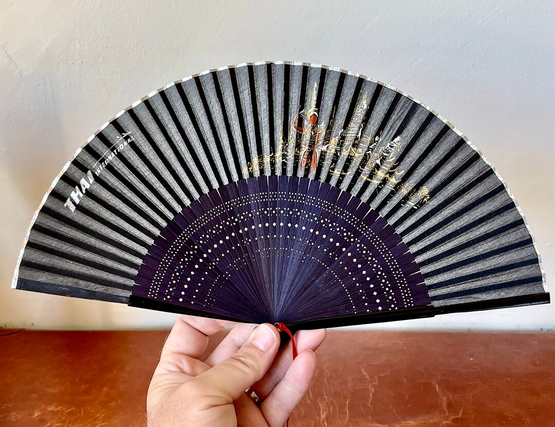 Thai International Airlines Hand Fan 1970s Passenger Souvenir - Etsy