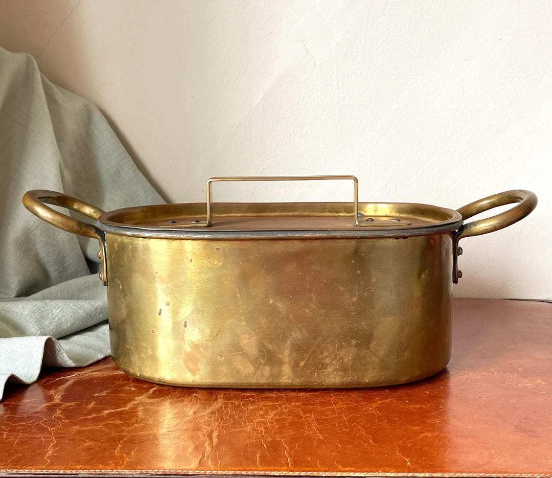 Antique French Poisseniere Fish Poaching Daubiere Pot Tin Lined With ...