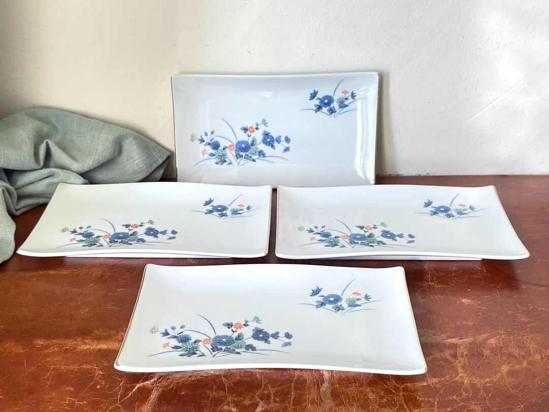 Vintage Japanese Arita Porcelain Sushi Plates Set of 4 Kozan Kama ...