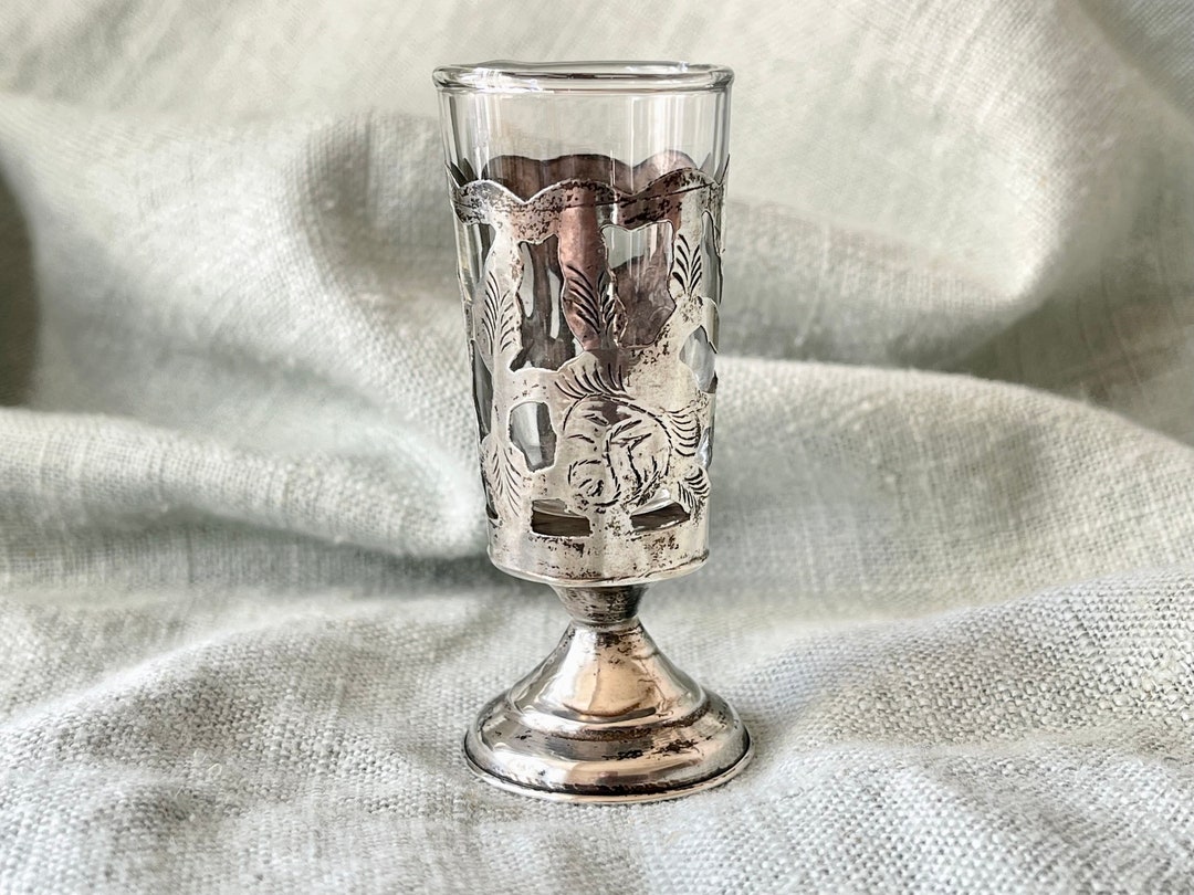 Egyptian Silver Cordial Shot Glass Hand Chased Design With Hallmarks ...