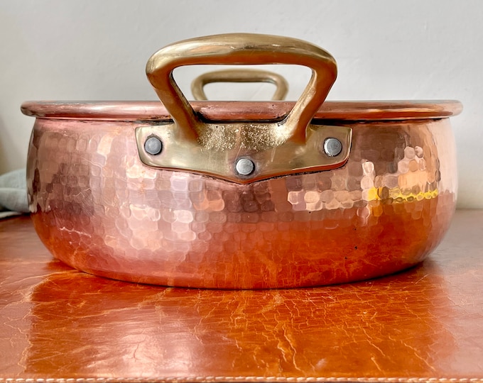 Vintage Ruffoni Hammered Copper Braiser Pan Brass Double Handles Hand ...