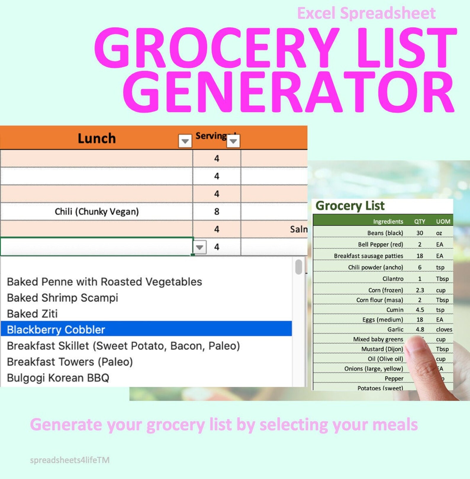 Buy Spreadsheets4life Grocery List Generator in Excel Meal Online in ... Buy Spreadsheets4life Grocery List Generator in Excel Meal Online in ...