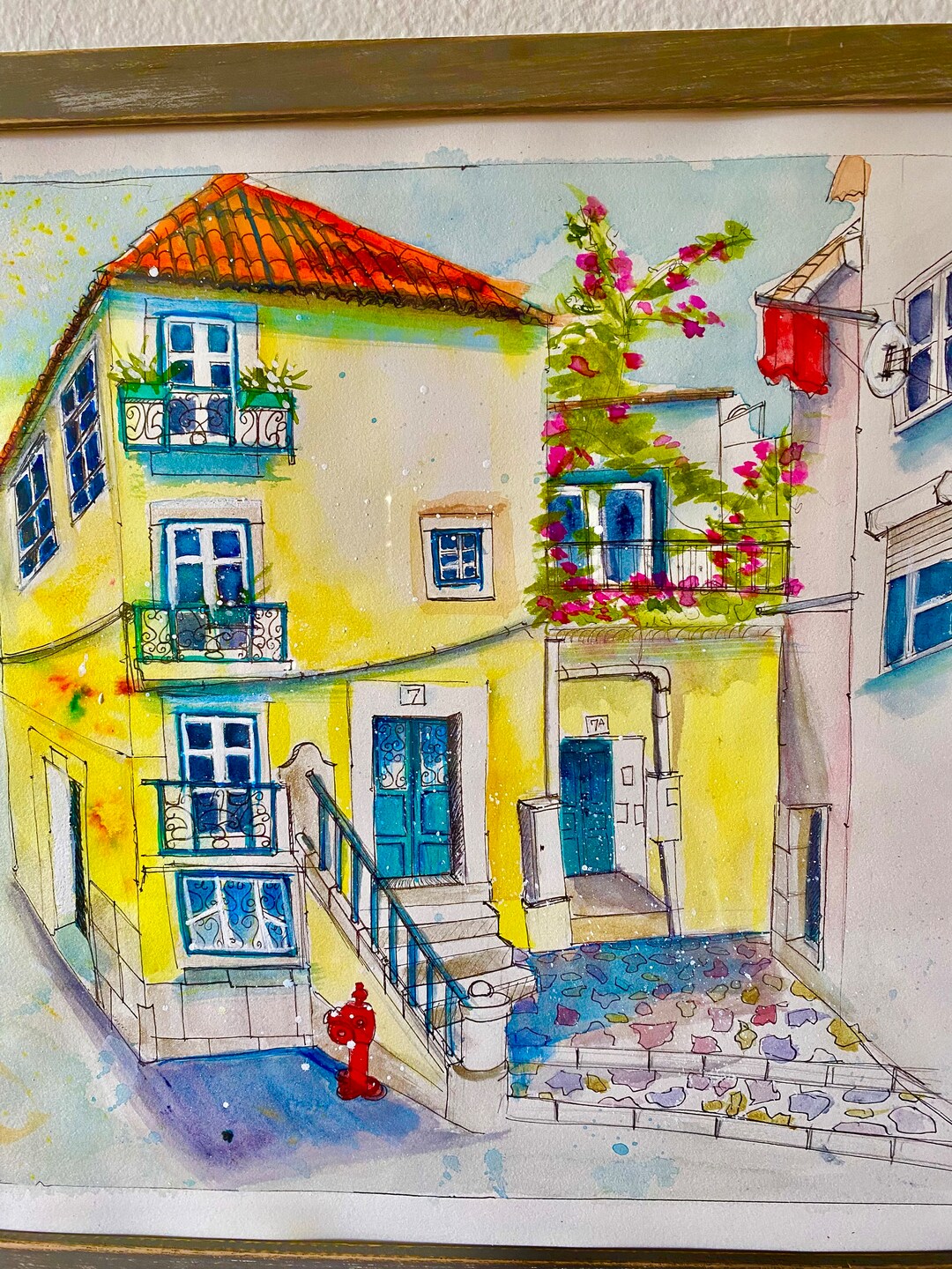Original Watercolor Painting-lisbon Portugal-urban Sketch-ink and ...