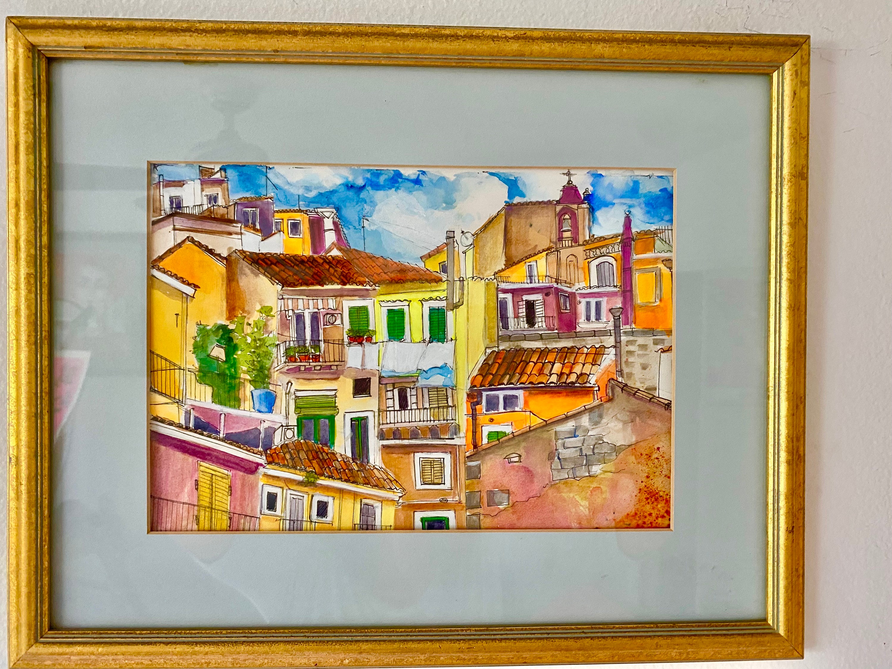 Original Watercolor Painting-sicily Italy-urban Sketch-cityscape ...