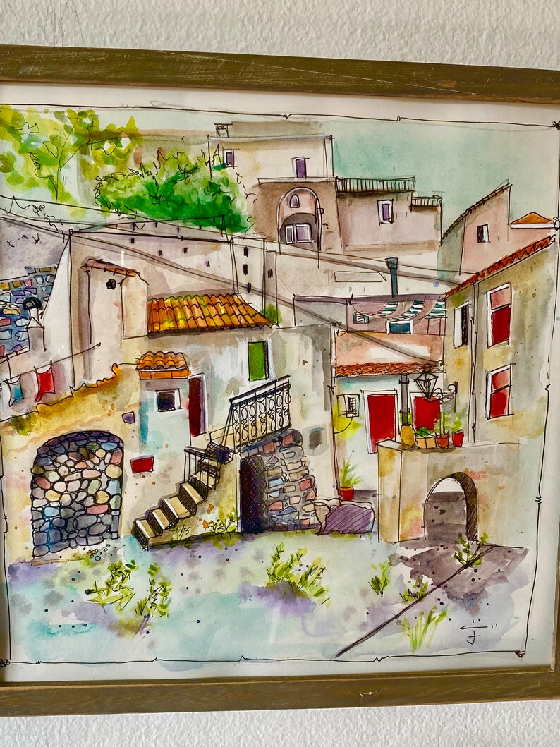 Original Watercolor Painting-stilo Italy-urban Sketch-ink and ...