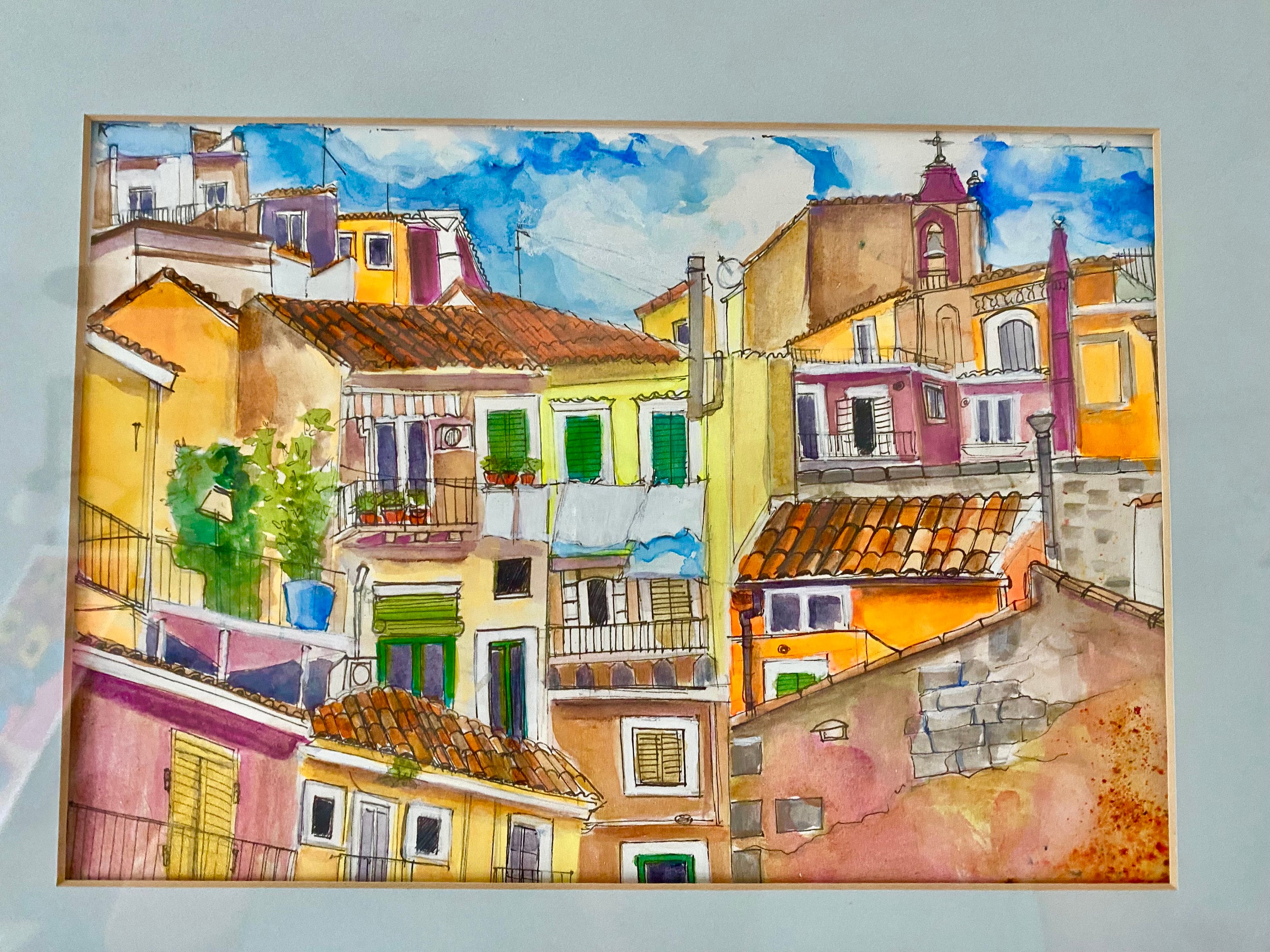 Original Watercolor Painting-sicily Italy-urban Sketch-cityscape ...
