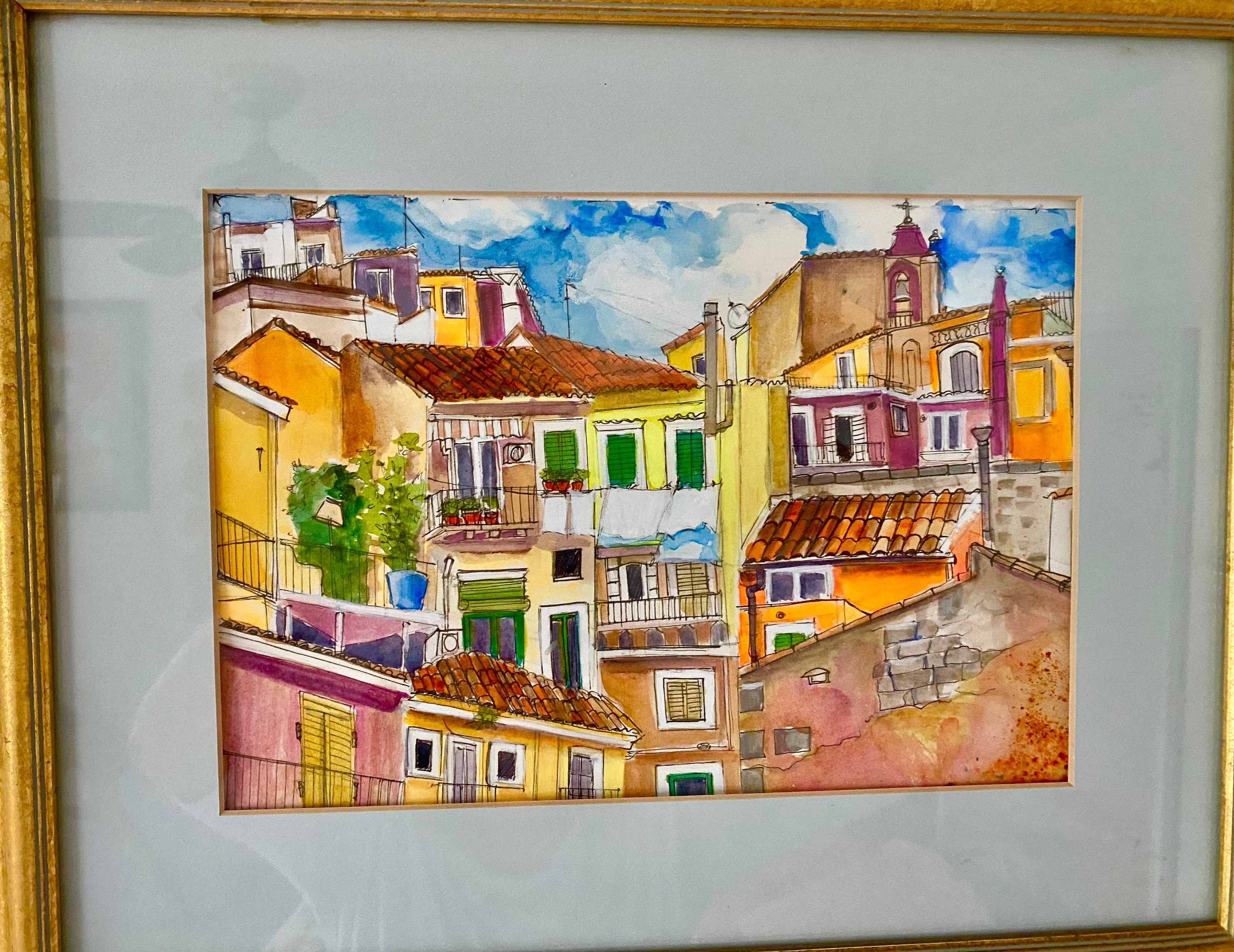 Original Watercolor Painting-sicily Italy-urban Sketch-cityscape ...