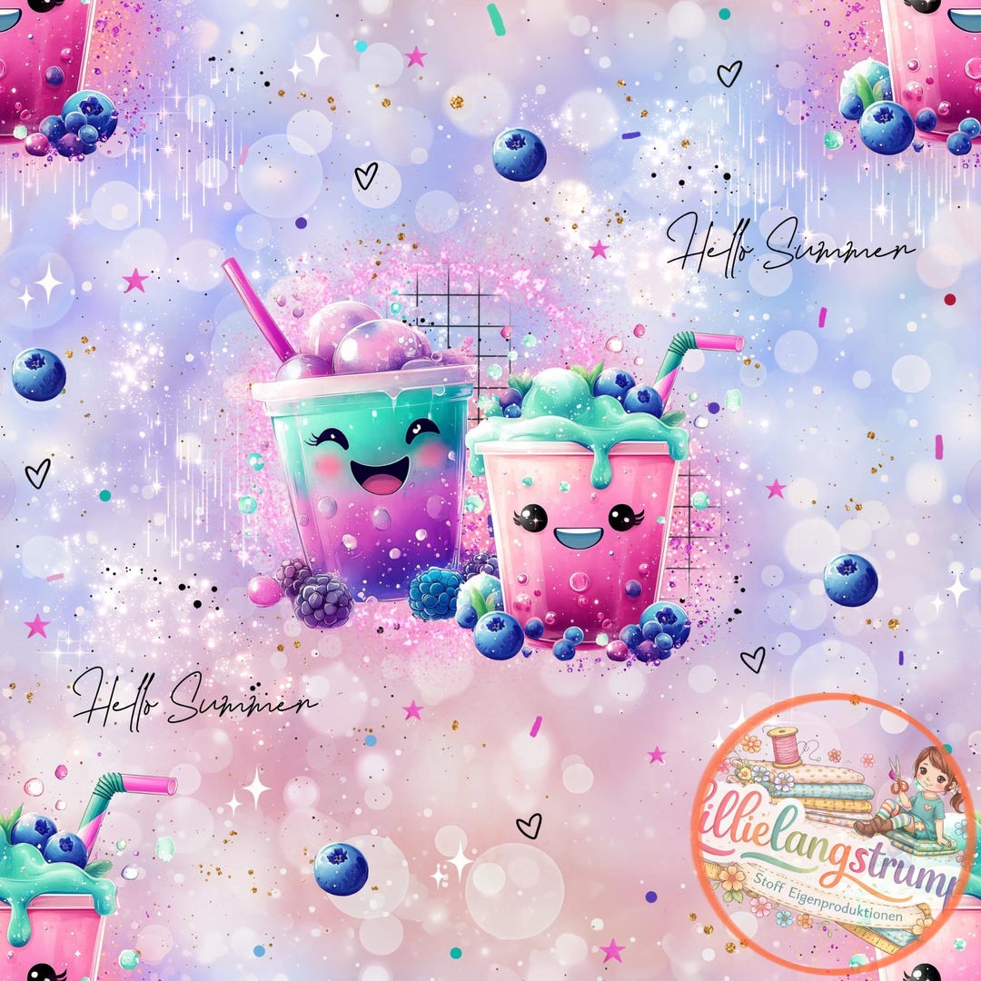 Stoff Eigenproduktion Hello Sommer Beeren Milchshake Meterware ...