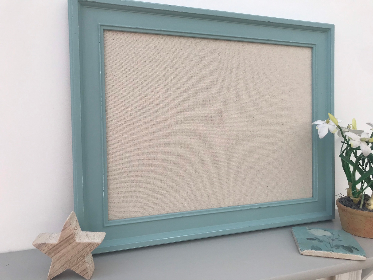 Solid Wooden Framed Pin Board / Notice Board / Shabby Chic / Duck Egg ...