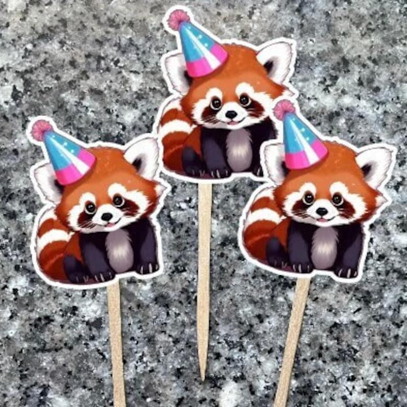 Red Panda Cupcake Toppers - Etsy