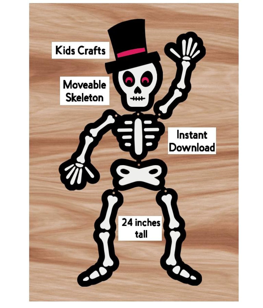Movable Skeleton Craft,printable Skeleton Template,kids Halloween ...