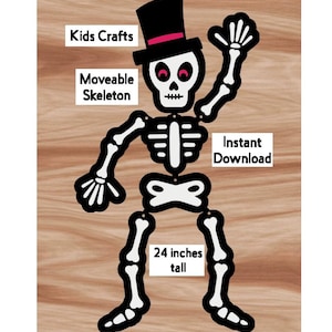 Movable Skeleton Craft,printable Skeleton Template,kids Halloween ...