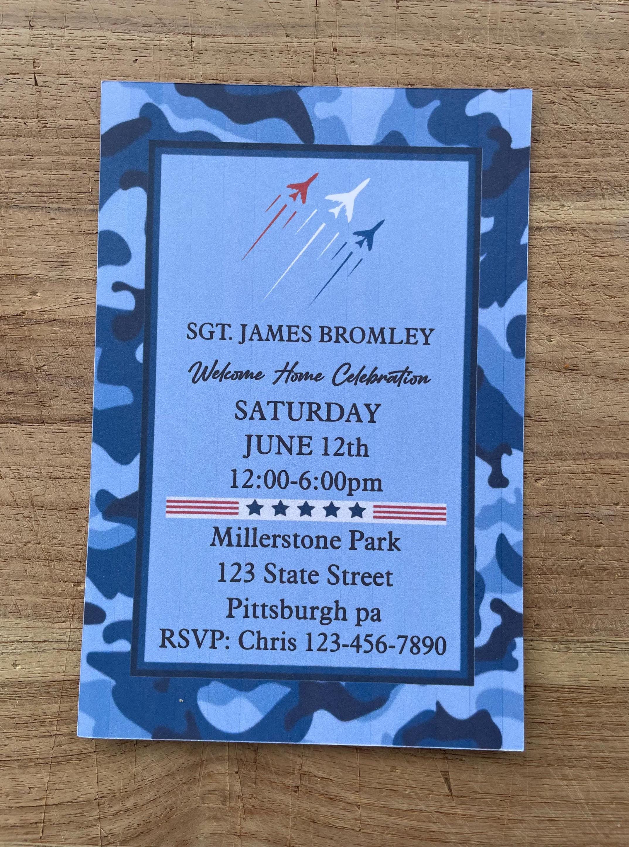 Custom Air Force Homecoming Invitations, Welcome Home Airman Cards, 4x6 ...