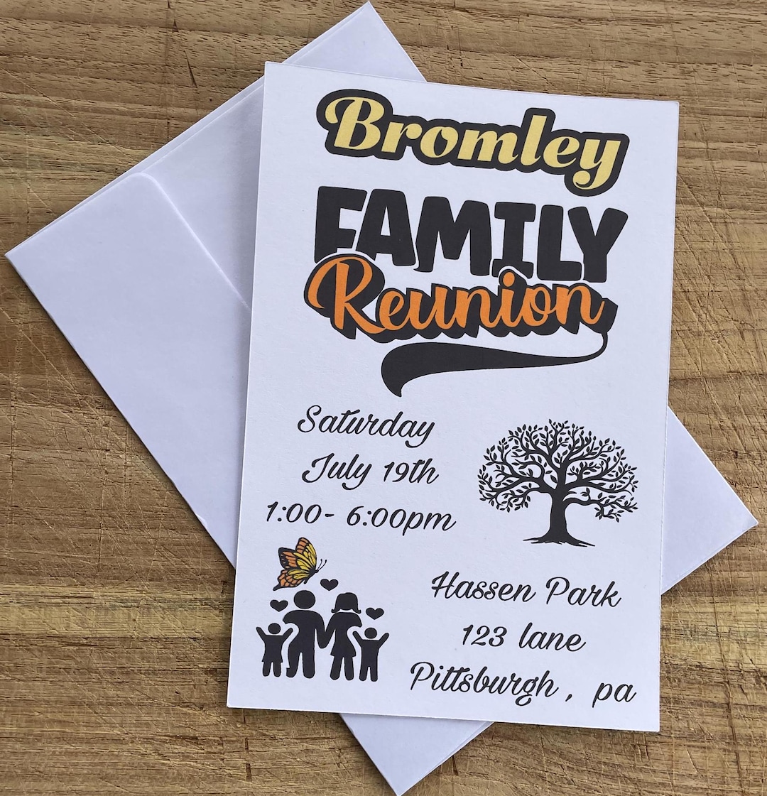 Personalized Family Reunion Invitation Cards Pack,custom Family Reunion ...