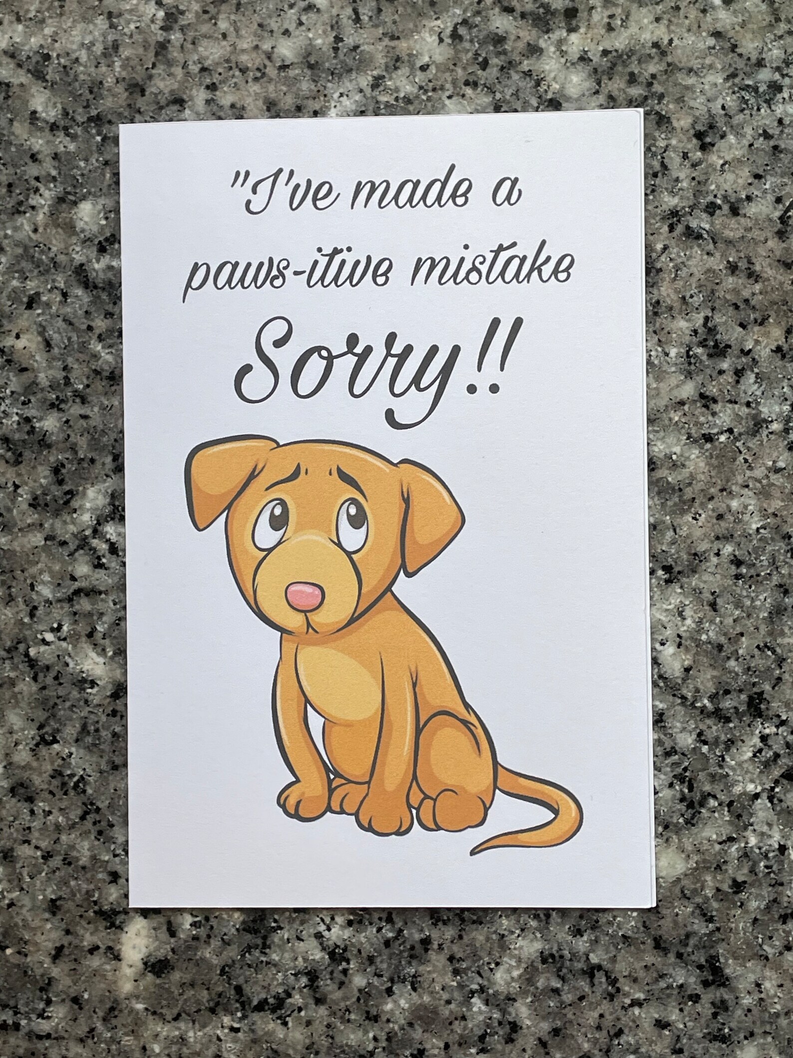 Sorry Card With Dog,paws-itive Mistake Card,dog Apology Card,cute ...