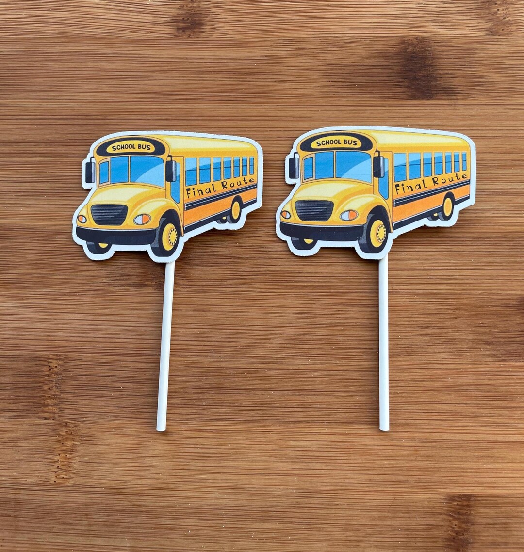 School Bus Retirement Cupcake Toppers – Final Route Bus Driver Party ...
