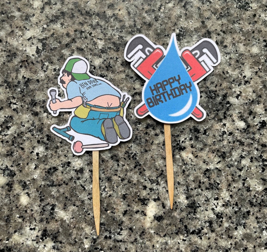 Plumber Cupcake Toppers,plumber Party Decorations,plumber Birthday Cake ...
