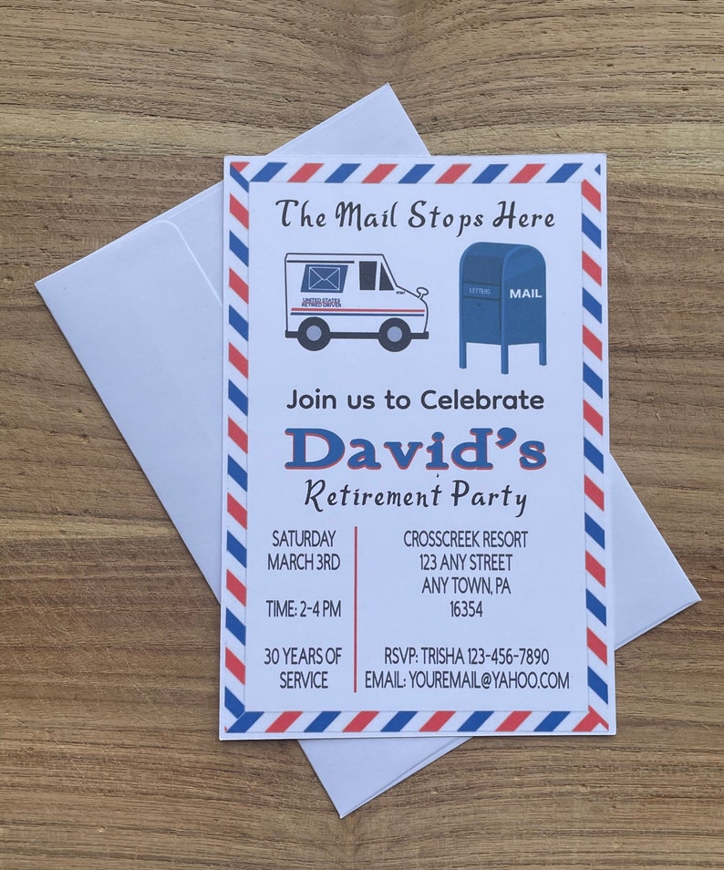 The Mail Stops Here Retirement Invitation,postal Worker Retirement ...