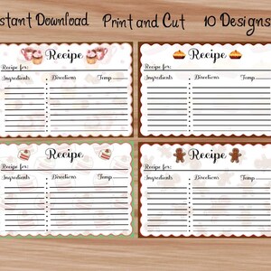 Printable Recipe Cards,sweet Treat Recipe Cards,printable Dessert ...