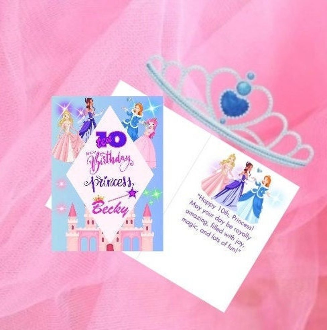 Editable Princess Birthday Card,customizable Princess Birthday Card ...
