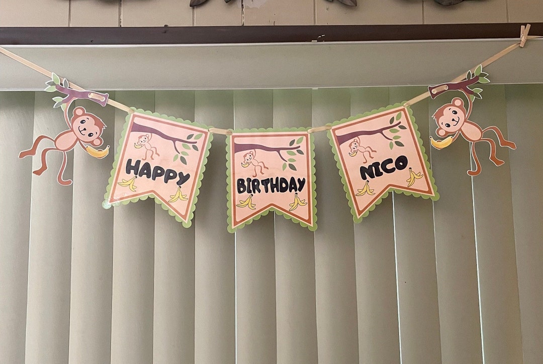 Personalized Monkey Banner,monkey Birthday Decorations,monkey Banner ...