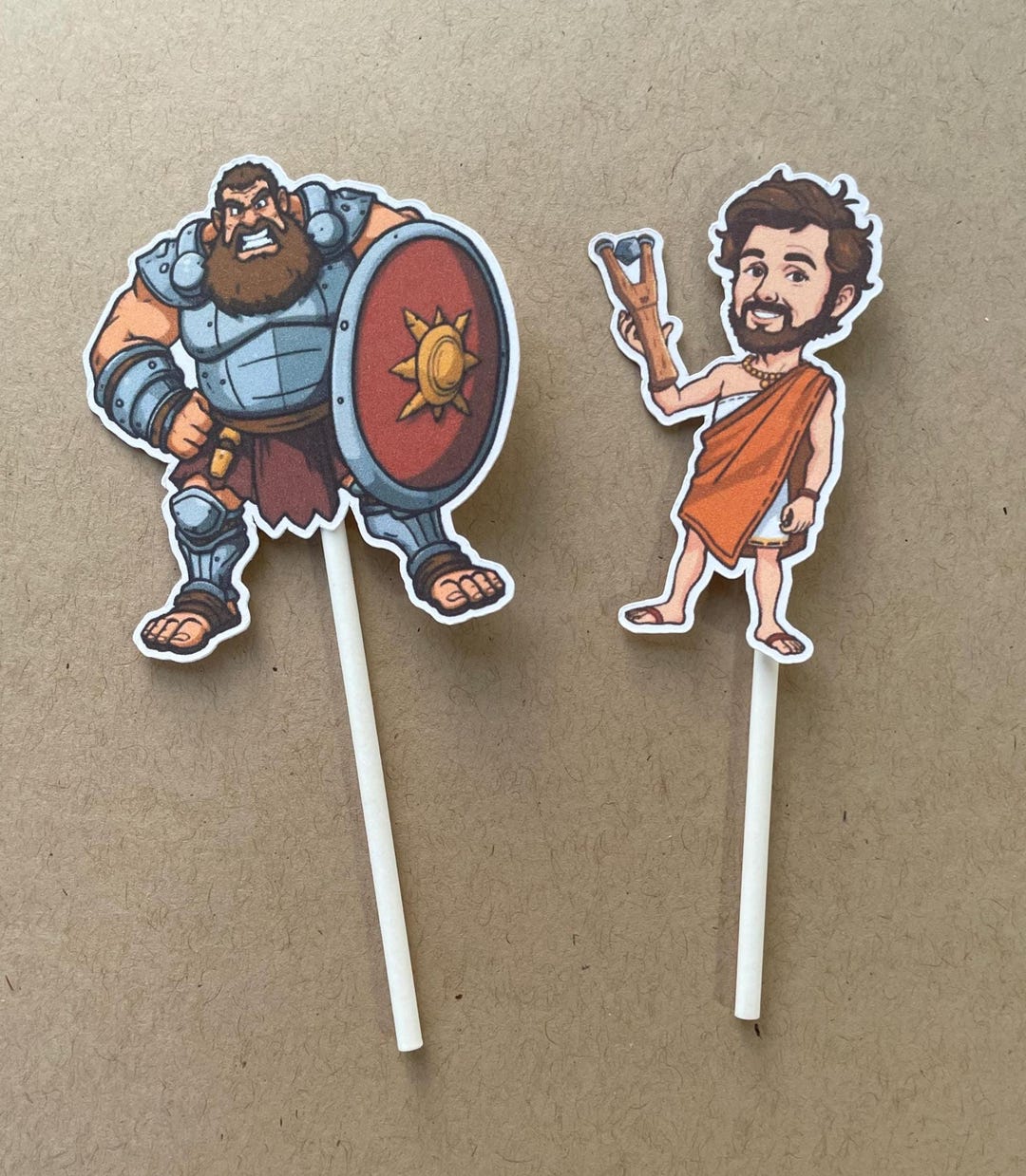 David and Goliath Cupcake Toppers,biblical Cupcake Toppers,faith-themed ...