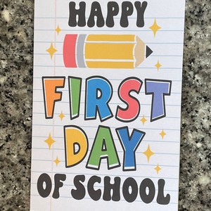 Cute First Day of School Card,colorful Back to School Cards,fun First ...