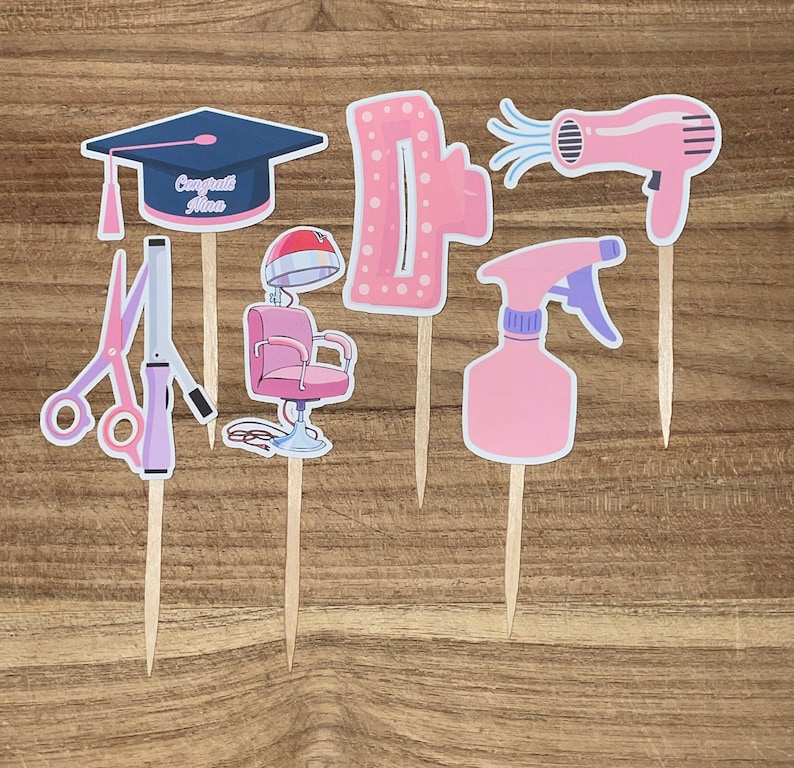 Hair Stylist Cupcake Toppers,beauty School Graduation Toppers ...