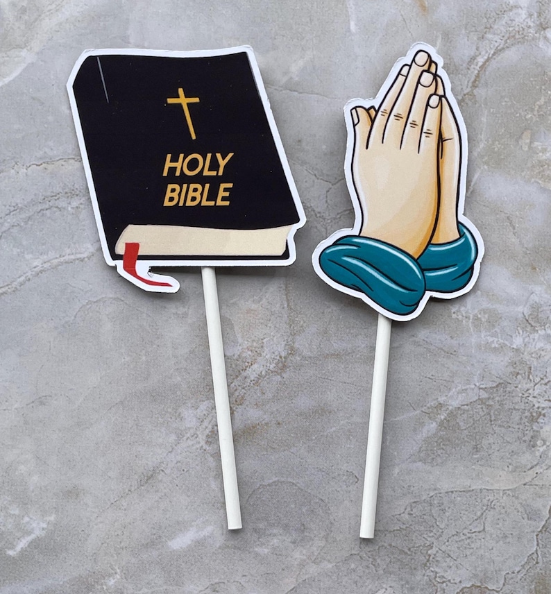 Praying Hands Cupcake Decorations,christian Cake Toppers,holy Bible ...