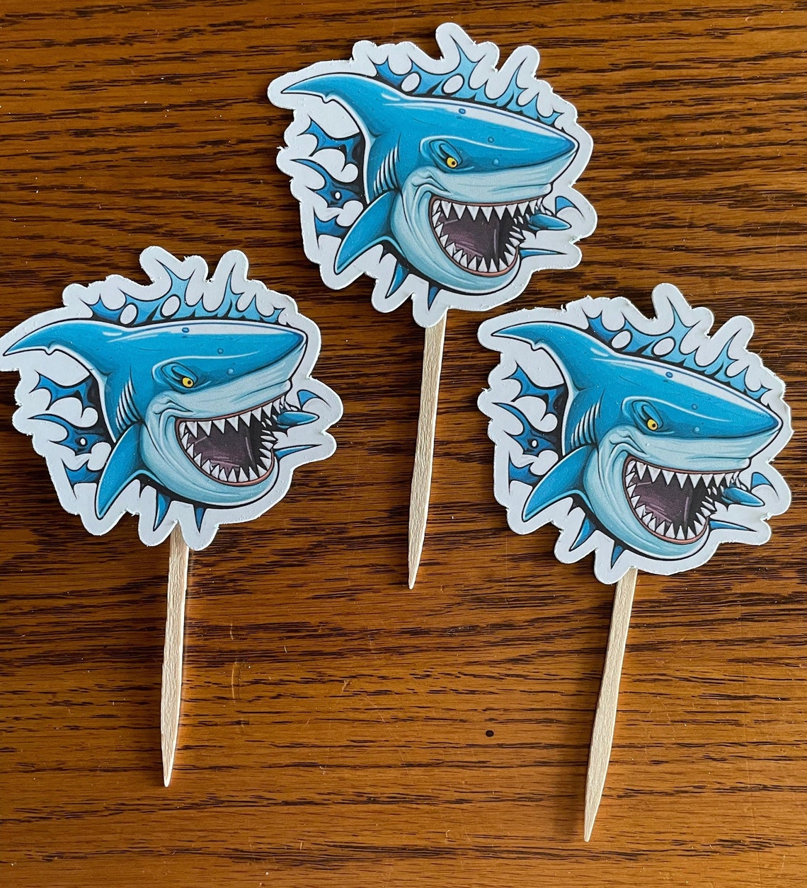 Shark Cup Cake Topper, Shark Cake Topper, Shark Decorations, 12 Shark ...