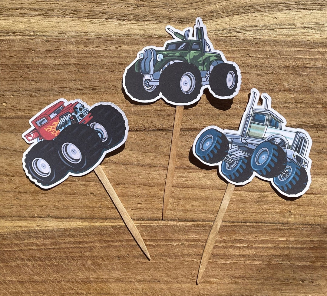 Monster Truck Cupcake Toppers Monster Truck Birthday Decorations