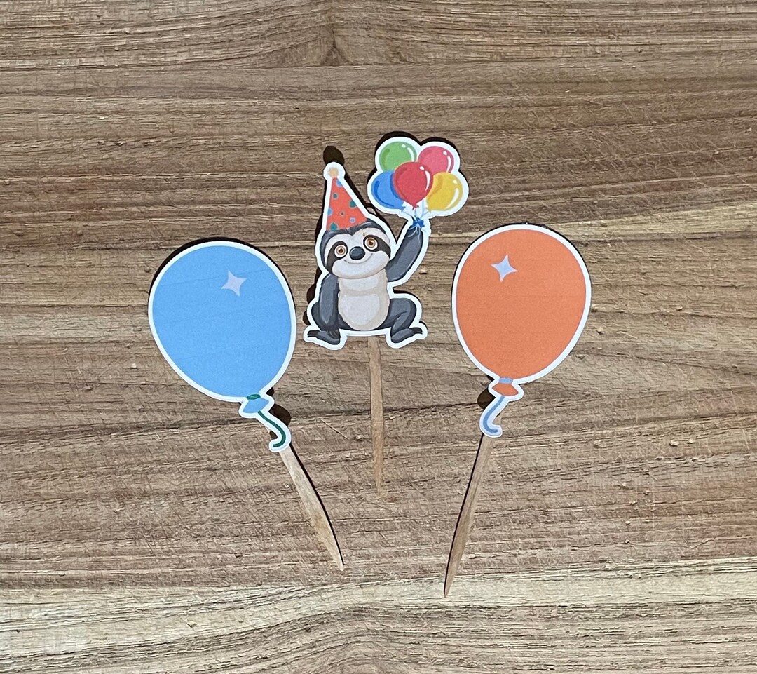 Sloth Cupcake Toppers,jungle Theme Cupcake Decorations,sloth Birthday ...