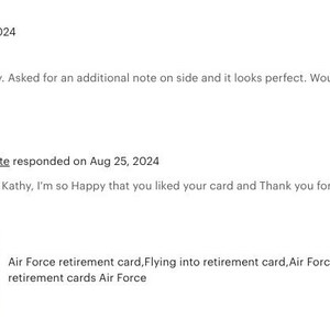Air Force Retirement Card,flying Into Retirement Card,air Force Veteran ...