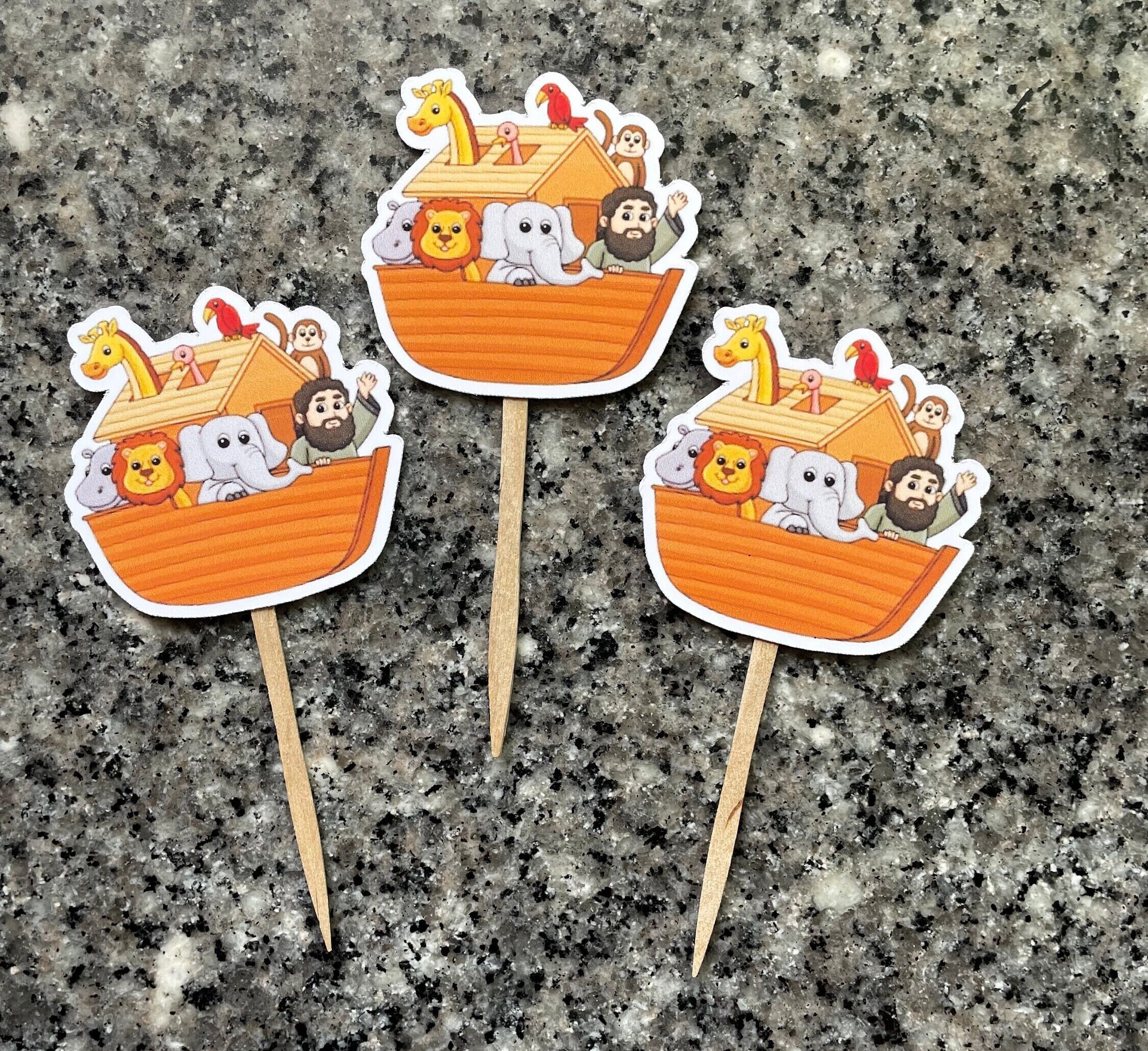 Noah's Ark Cupcake Toppers,bible Themed Cupcake Toppers,christian ...