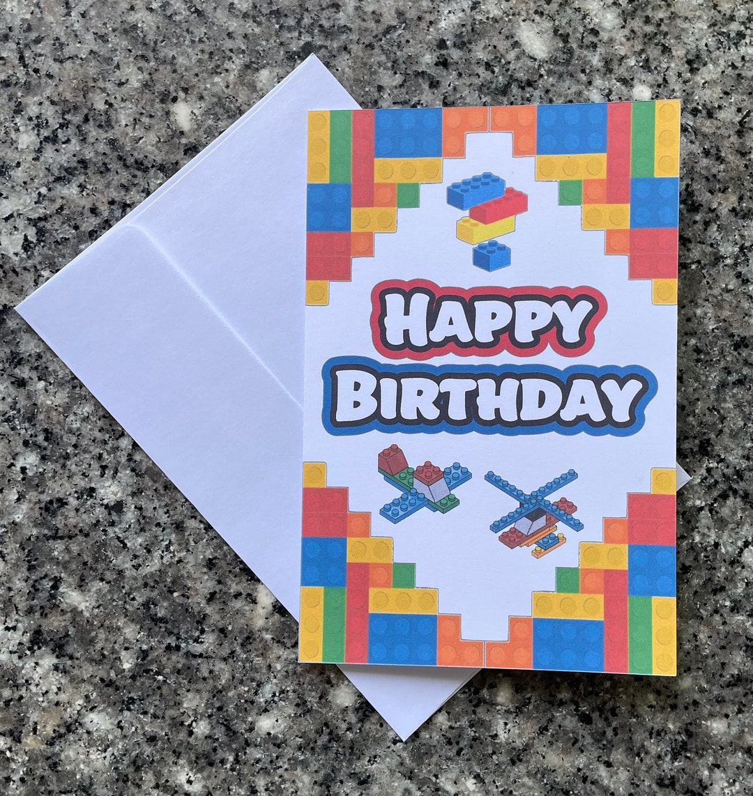 Building Block Birthday Card,lego Birthday Card,colorful Block Birthday ...
