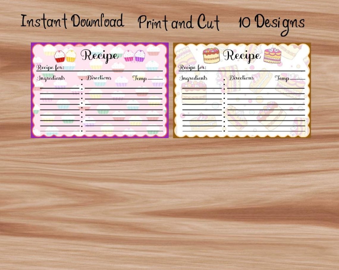 Printable Recipe Cards,sweet Treat Recipe Cards,printable Dessert ...