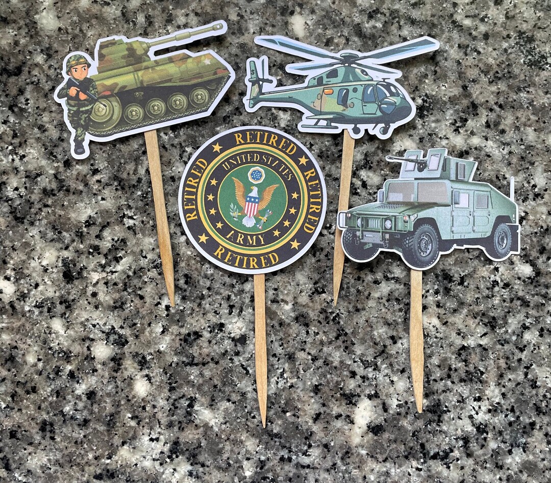 Army Retirement Cupcake Toppers,army Themed Cupcake Toppers,retirement ...