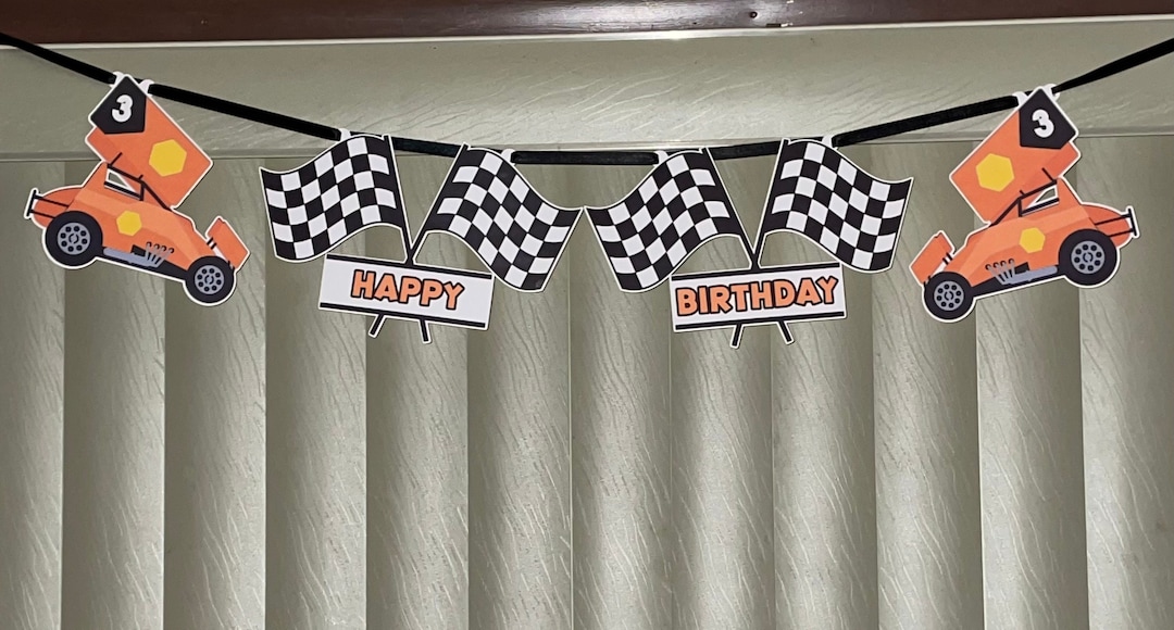 Personalized Racing Birthday Banner,sprint Car Birthday Banner,racing ...