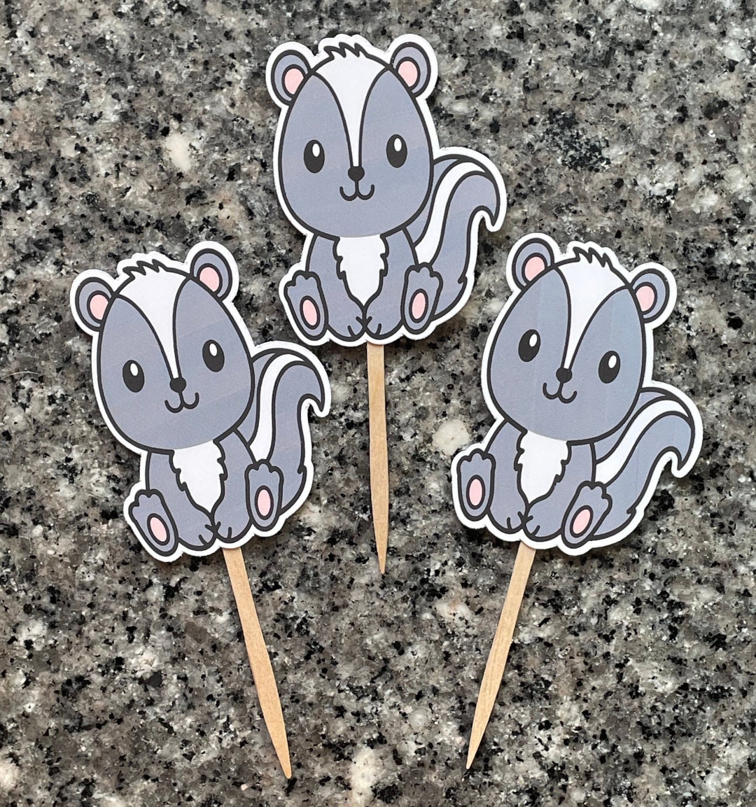 12-skunk Cup Cake Toppers, Skunk Cake Toppers, Skunk Birthday, Skunk ...