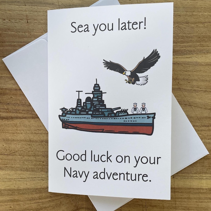Good Luck Navy Card - Etsy