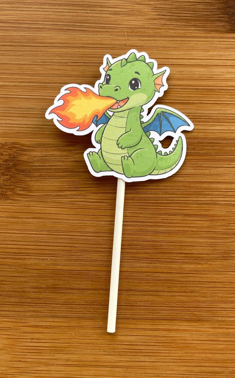 Baby Dragon Cupcake Toppers | Set of 12 Fantasy Birthday Party Decor ...