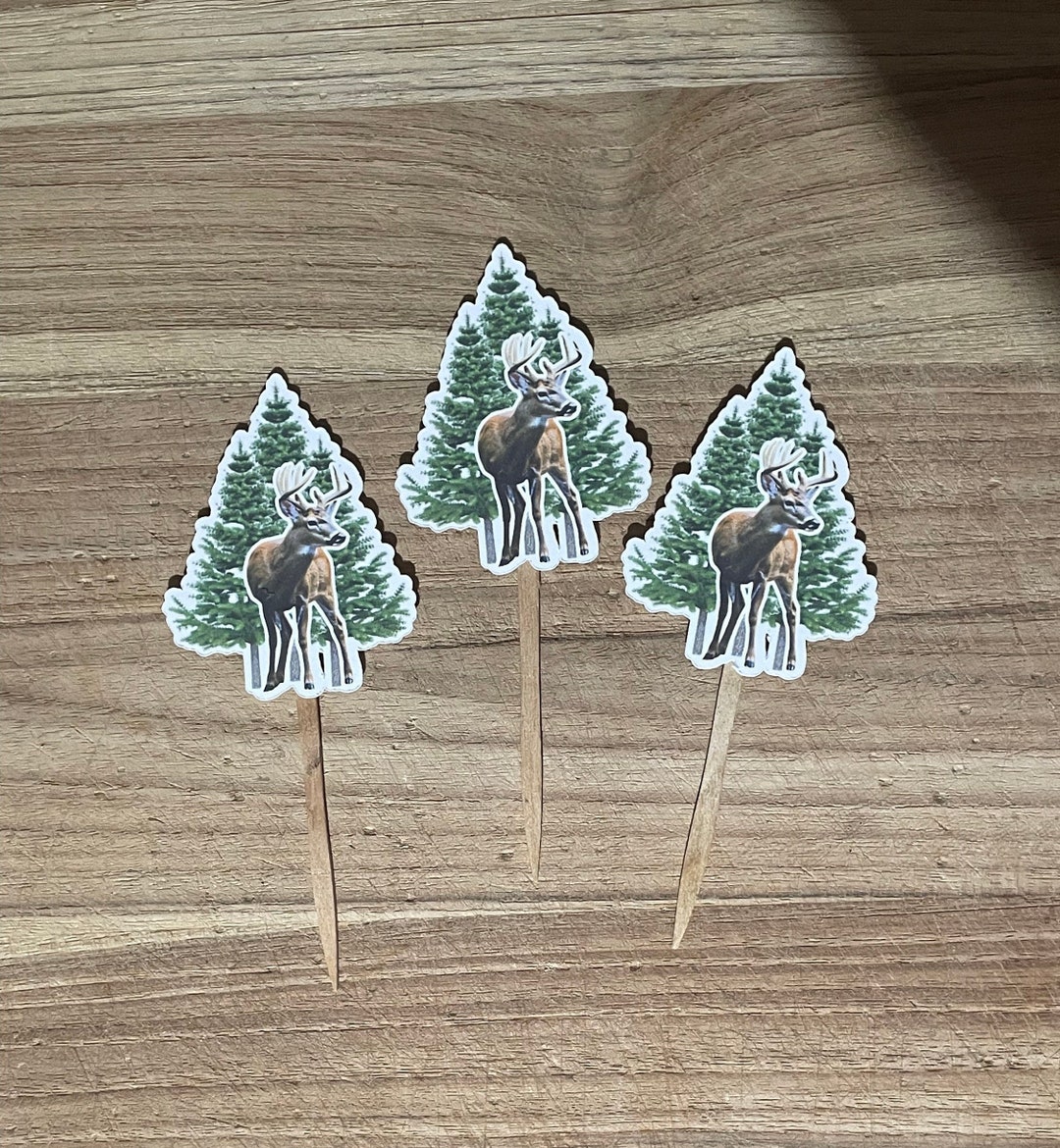 Deer Cupcake Toppers,woodland Cupcake Decorations,hunting Cupcake ...