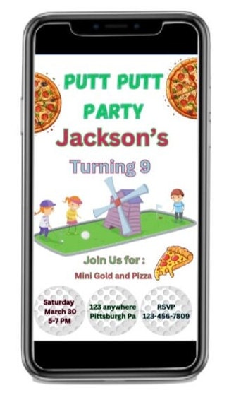 Editable Putt-putt Birthday Invitation Video,mini Golf Party Digital ...
