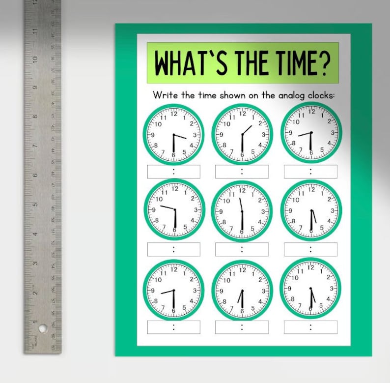 Printable Telling Time Worksheettelling Time Clock Worksheets - Etsy