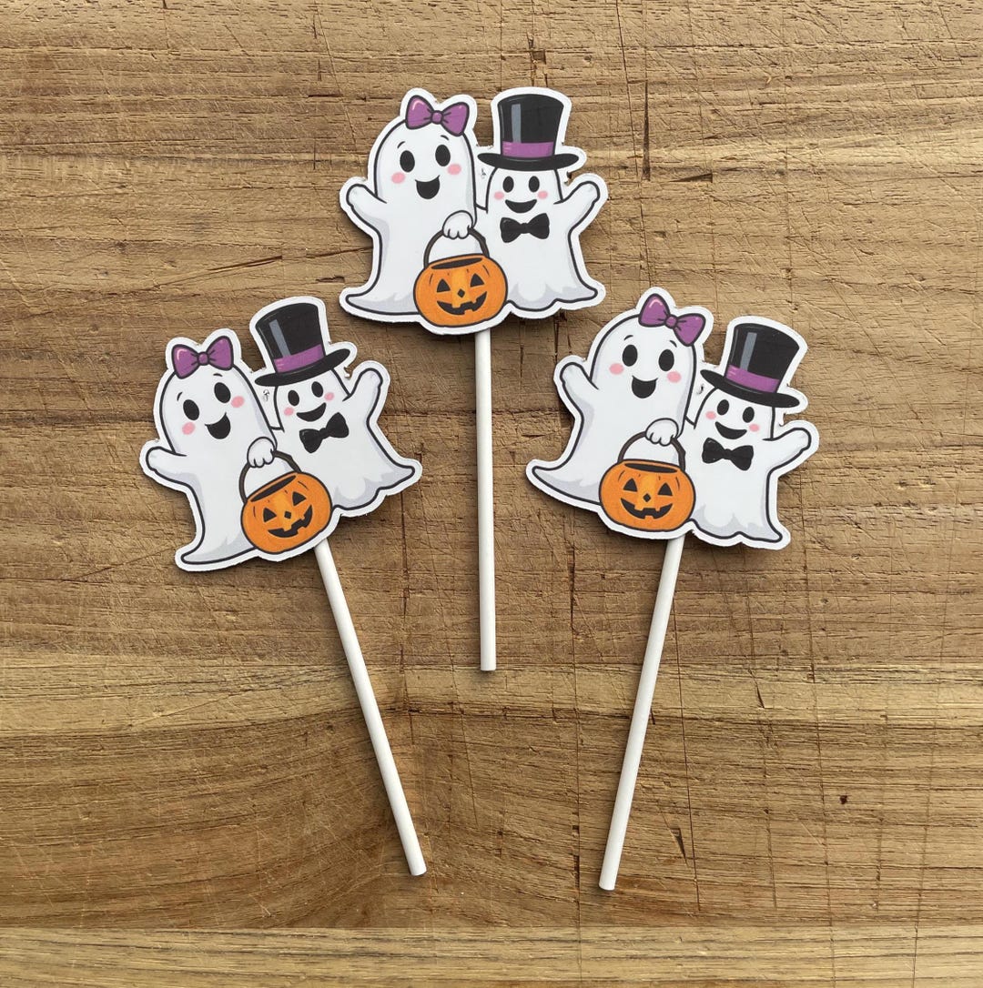 Halloween Cupcake Toppers, Ghost Cupcake Toppers, School Treats ...