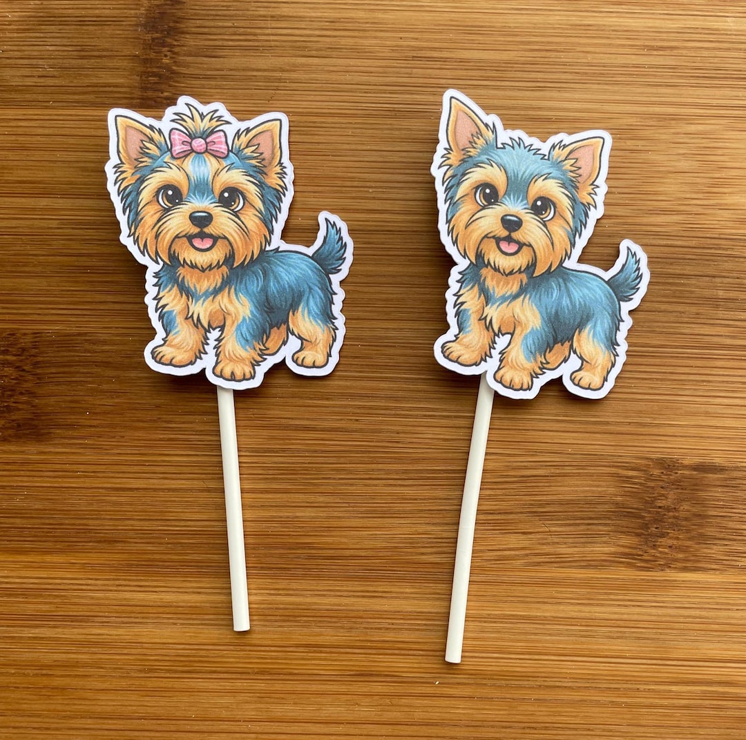 Yorkie Cupcake Toppers,custom Yorkie Dog Cupcake Picks,yorkshire ...