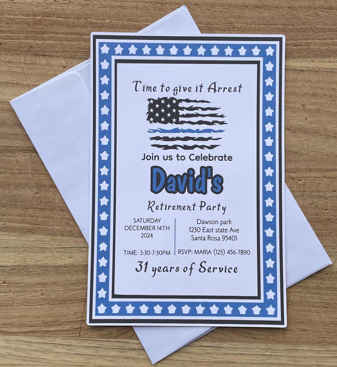 Police Retirement Invitation,retirement Party Invitation for Police ...