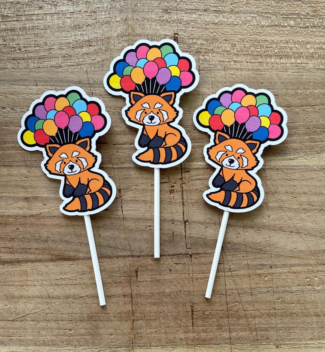 12 Red Panda Cup Cake Toppers, Red Panda Cake Toppers, Red Panda ...